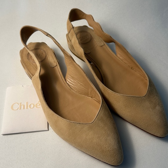Chloe | Shoes | Chloe New Tan Womens Slingback Flats Made In Italy 375 ...